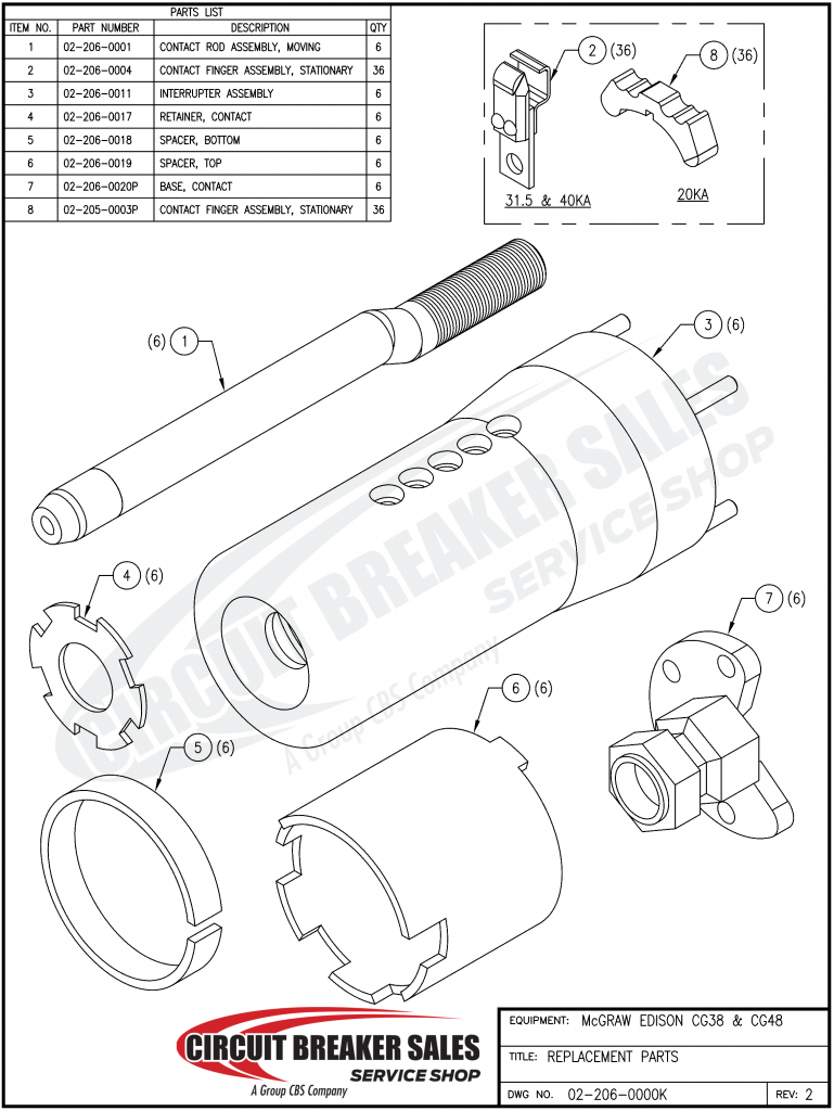 McGraw Edison CG38 & 48 Kit - Replacement Parts - Circuit Breaker Sales