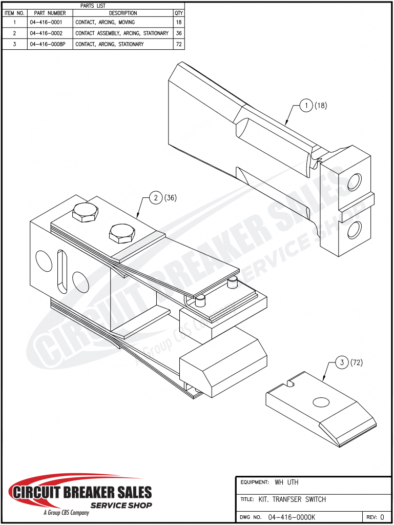 Westinghouse UTH Series Stationary Arcing Contact Assembly - Circuit ...