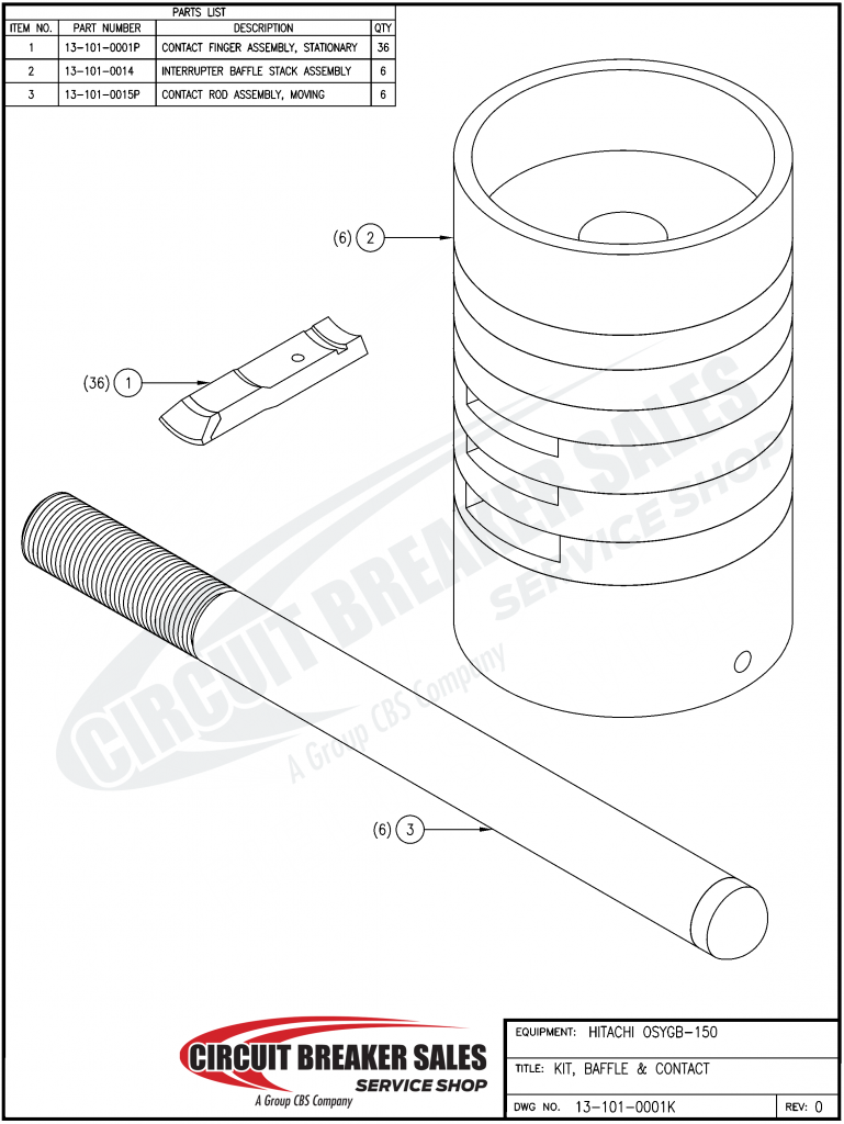 Hitachi OSYGB-150 Kit - Baffle & Contacts - Circuit Breaker Sales